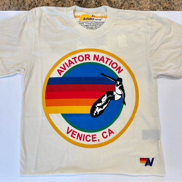 Aviator Nation | Tops | Nwt Aviator Nation Signature Boyfriend Logo Tee ...